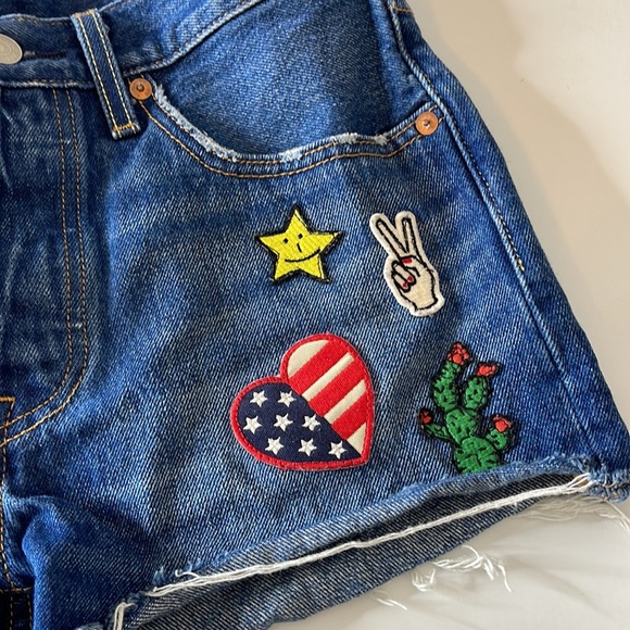 Levi's | Shorts | Levis Premium Denim 5 Blue Jean Shorts With Patches ...